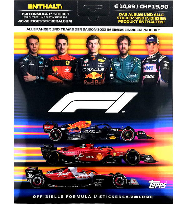 Topps F1 Formula 1 Sticker-Set 2022 - 154 Cromos + Álbum Alemán ...